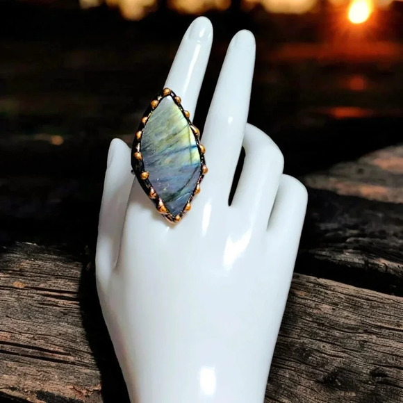 NKULTD | Jewelry | Unique Boho Natural Labradorite Ring Handcrafted ...